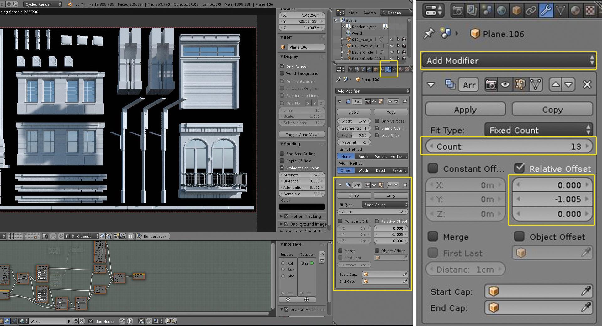 How to model a complex 3D city scene in Blender